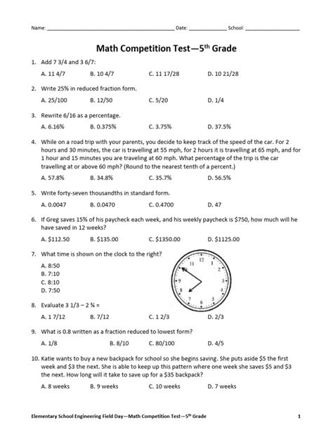 ucd fieldday unit 5thgrade mathtest v2 tedl pdf