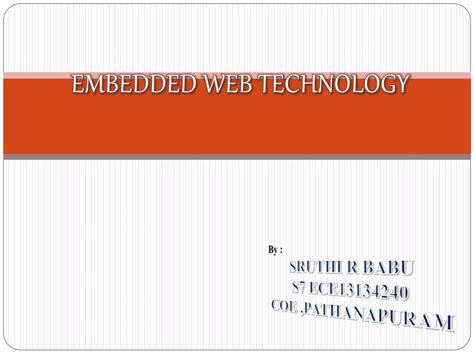 Seminar Presentation On Embedded Web Technology Pptx