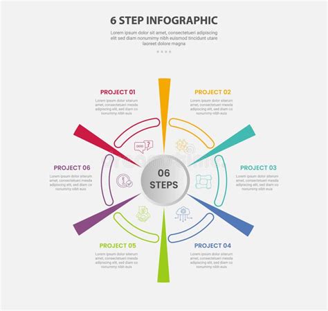 6 Points Template Infographic Outline Style With 6 Point Step Template With Creative Circular