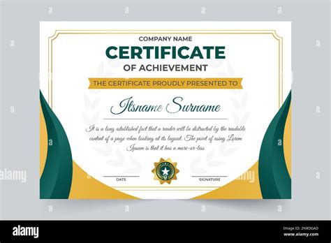 Certificate Of Achievement And Diploma Design With Golden And Green