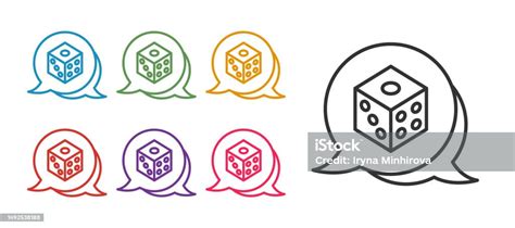 흰색 배경에 격리 된 라인 게임 주사위 아이콘을 설정합니다 카지노 도박 다채로운 아이콘을 설정합니다 벡터 가능성에 대한 스톡 벡터 아트 및 기타 이미지 Istock