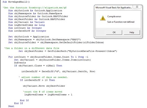 Use A Macro To Move Aged Email In Outlook