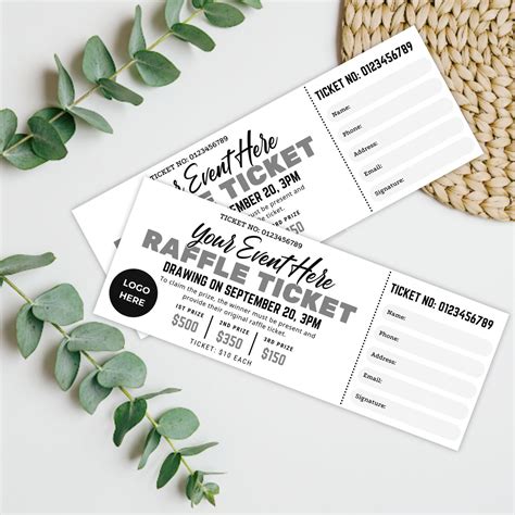 Customizable Raffle Ticket Template For Events Fundraiser Raffle