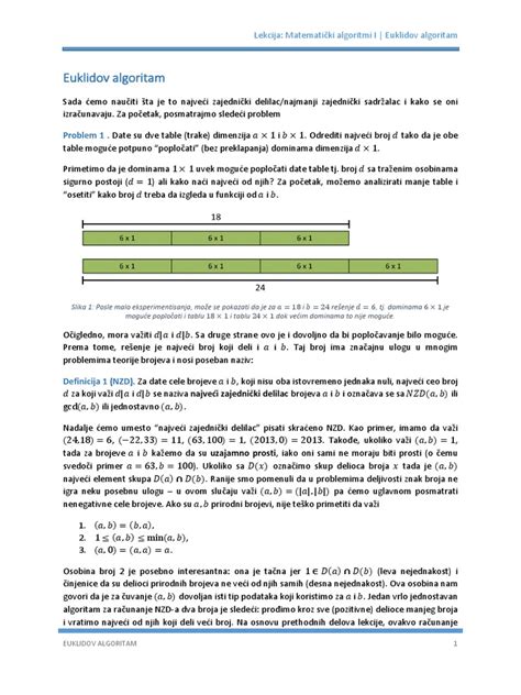 Matematicki Algoritmi I Euklidov Algoritam Pdf