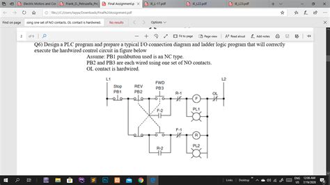 Solved Design A Plc Program Using Typical Io Connection Diagram And