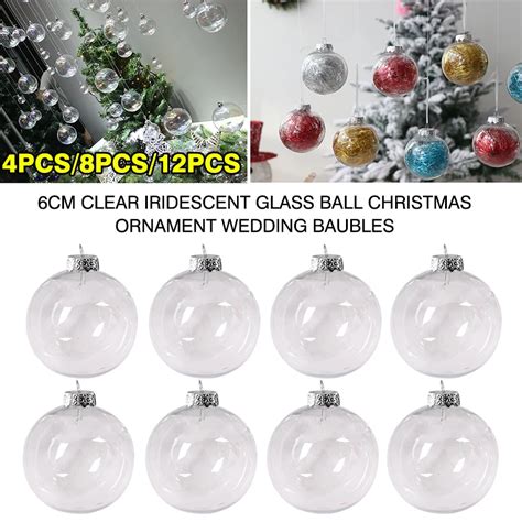 4 8 12 шт 6 см прозрачный переливающийся Стекло шарик Рождество орнамент Свадебный блесна