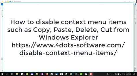 How To Disable Context Menu Items Such As Copy Paste Delete Cut From Windows Explorer Youtube