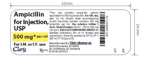 Ampicillin For Injection Usp For Intramuscular Or Intravenous