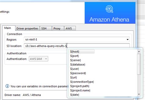 Passing Variable In S3 Location While Connecting To Athena Using Dbeaver · Issue 12816