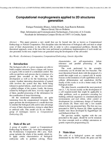 pdf computational morphogenesis applied to 2d structures generation enrique fernandez blanco