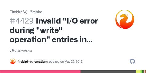 invalid i o error during write operation entries in firebird log but no database error