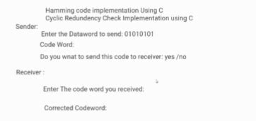 Solved Hamming Code Implementation Using C Cyclic Redundency Chegg