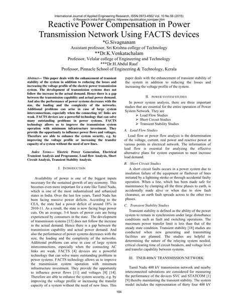 Pdf Reactive Power Compensation In Power Transmission Network Using