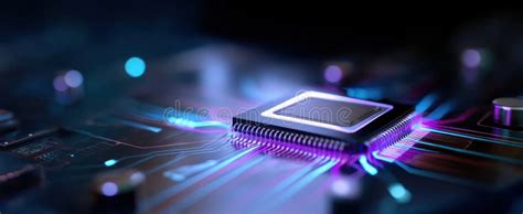 The Microchip Glowing With Vibrant Colors On A Futuristic Circuit Board