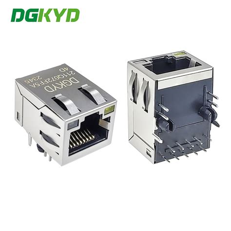 수평 Rj45 인터페이스 기가비트 이더넷 커넥터 듀얼 컬러 라이트 네트워크 인터페이스 Dgkyd211q072ff5a4d