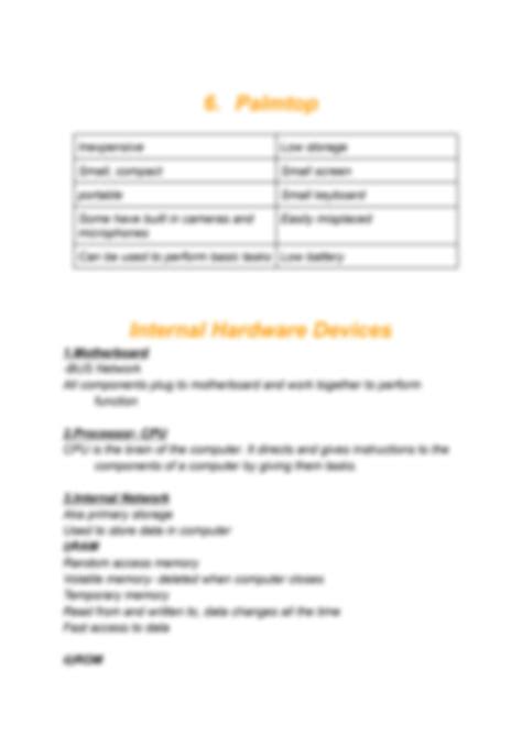 SOLUTION IGCSE ICT NOTES On Types And Components Of A Computer System Studypool