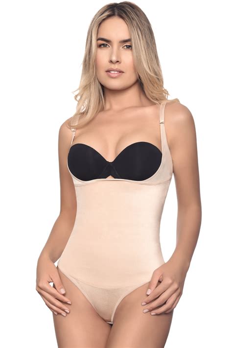 Vedette Evonne Firm Compression Braless Body Shaper In Thong 111