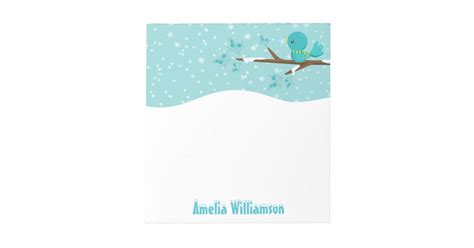 Winter Wonderland Blue Bird On Holly Branch Notepad Zazzle