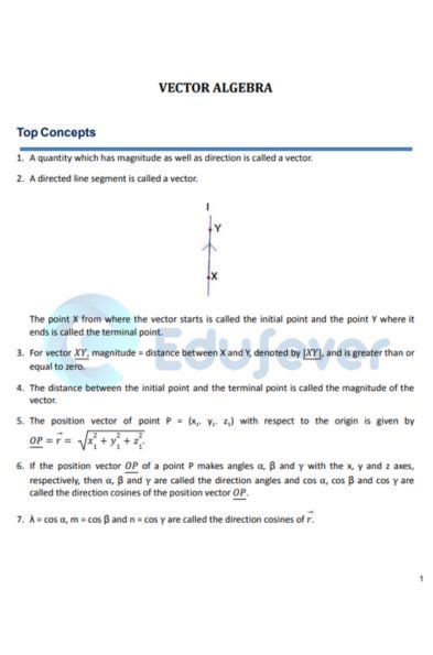 Cbse Class 12 Mathematics Vector Algebra Notes