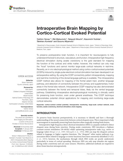 Pdf Intraoperative Brain Mapping By Cortico Cortical Evoked Potential