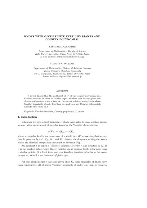 Pdf Knots With Given Finite Type Invariants And Conway Polynomial