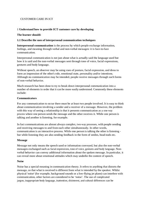 Customer Care In Ict Docsity