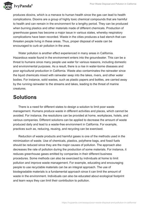 Poor Waste Disposal And Pollution In California 1563 Words Essay