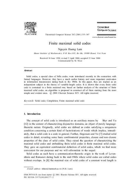 Pdf Finite Maximal Solid Codes