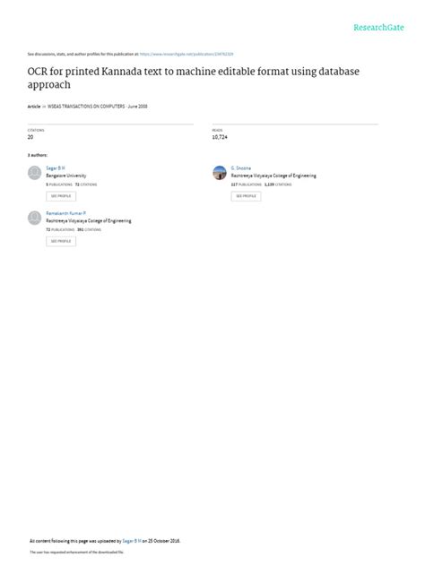 Ocrforprintedkannadatexttomachineeditablef Pdf Optical Character Recognition Image