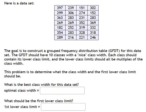 solved here is a data set the goal is to construct a grouped