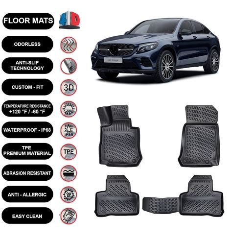 Floor Mats Liner Fits Mercedes Benz Glc Coupe 2015 2023 Waterproof 4d