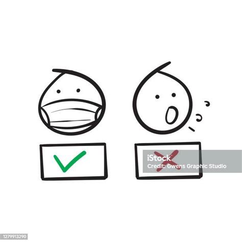 의료용 얼굴 마스크 영역 표지판 일러스트 낙서용 페이스 마스크 기호를 사용한 손으로 그린 이모티콘 스쿠버 마스크에 대한 스톡 벡터 아트 및 기타 이미지 Istock