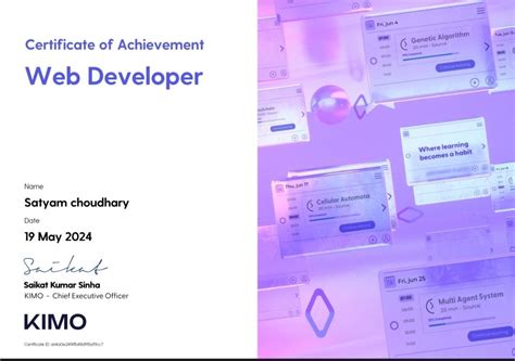 Satyam Choudhary On Linkedin Completing My Web Development Course At Kimoai Was An Incredible