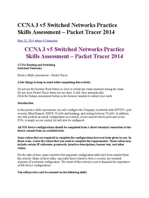 Ccna 3 V5 Switched Networks Practice Skills Assessment Packet Tracer 2014 Pdf