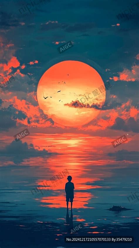 Ai创作图插画落日 插画夕阳 海边落日插画 日落夕阳插画 插画夕阳下 黄昏场景插画 荒野黄昏插画 海上落日插画 插画红日 日落夕阳黄昏傍晚 落日余晖夕阳大海 孤独感插画 日落橙黄色油画风喷绘
