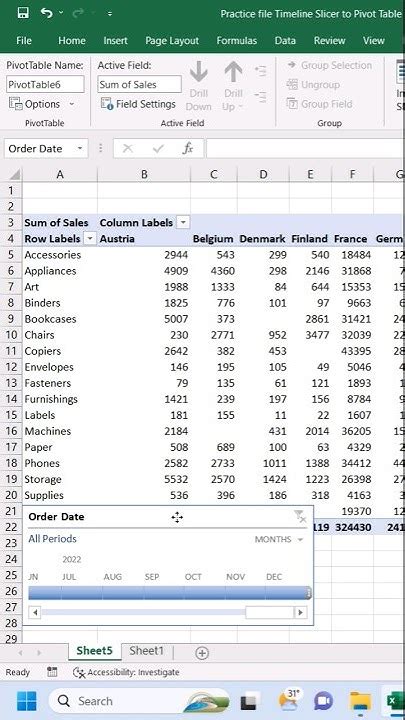 add timeline slicer to pivot table 😇 shorts excel microsoft