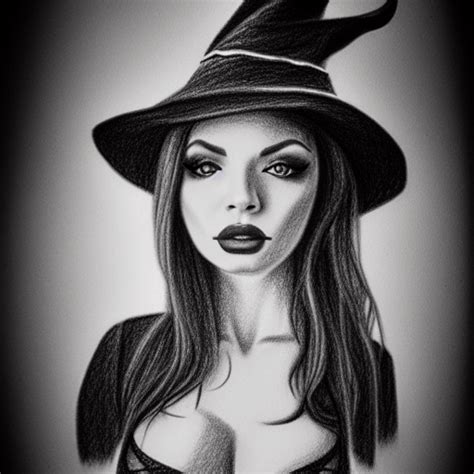 Sexy Witch Pencil Drawing · Creative Fabrica