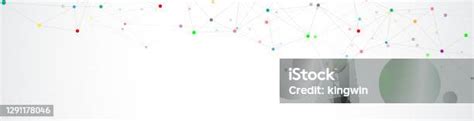 추상적 기하학적 배경과 점과 선을 연결하는 웹 사이트 헤더 또는 배너 디자인 글로벌 네트워크 연결 텍스트에 대한 주부 배경과