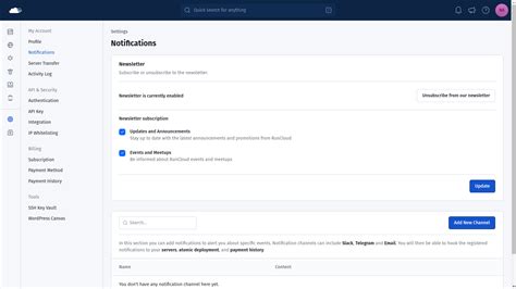 update runcloud newsletter subscription runcloud docs
