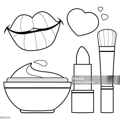 화장품 컬렉션입니다 도 서 페이지를 색칠 하는 흑인과 백인 0명에 대한 스톡 벡터 아트 및 기타 이미지 0명 개체 그룹 검은색 Istock