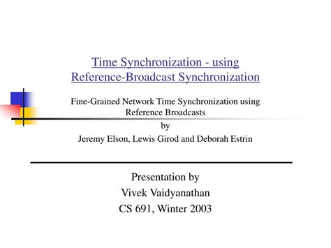 ppt time synchronization using reference broadcast synchronization