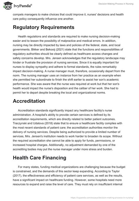 Decision Making Process In Nursing 835 Words Essay Example