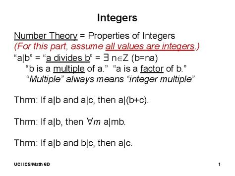 Integers Number Theory Properties Of Integers For This