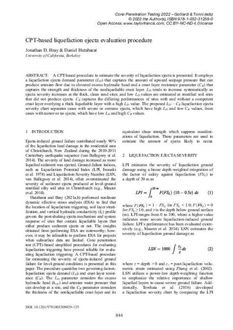 Pdf Cpt Based Liquefaction Ejecta Evaluation Procedure Daniel Hutabarat