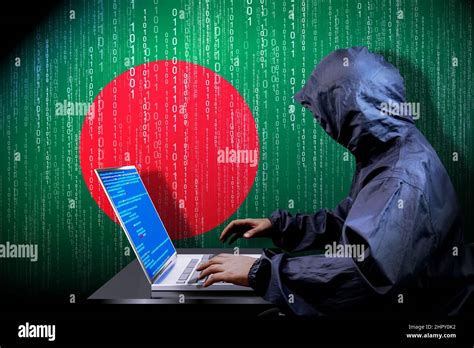 Anonymous Hooded Hacker Flag Of Bangladesh Binary Code Cyber Attack