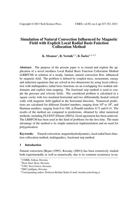 Pdf Simulation Of Natural Convection Influenced By Magnetic Field