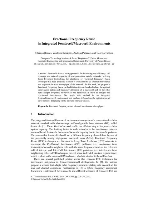 Pdf Fractional Frequency Reuse In Integrated Femtocell Ru6 Cti Gr