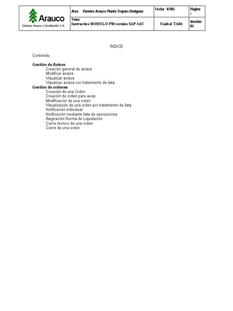Sap Modulo Pm Instructivo Generación De Avisos De Ot Pdf Plantas Sap Modulo Pm Instructivo Generación De Avisos De Ot Pdf Plantas