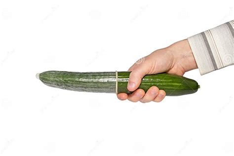 Holding A Cucumber With A Condom Stock Image Image Of Concept Care 133890523