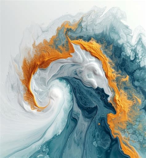 Premium Photo Abstract Acrylic Swirls In Blue And Orange